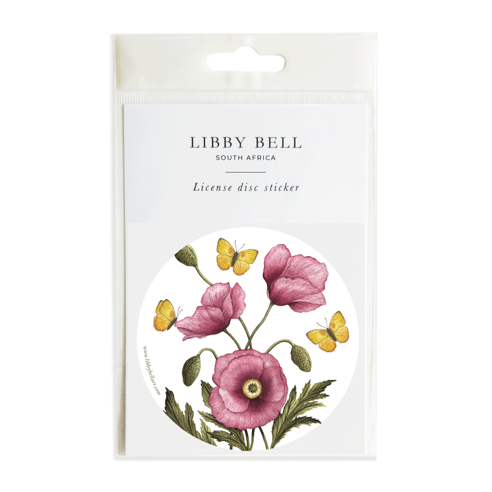 Poppy License Disc Sticker – Libby Bell South Africa